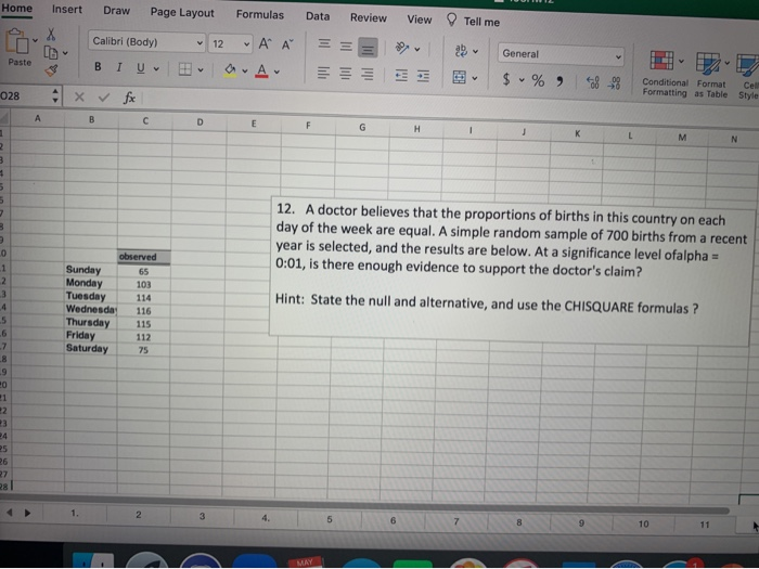Solved Home Insert Draw Page Layout Formulas Data Review | Chegg.com