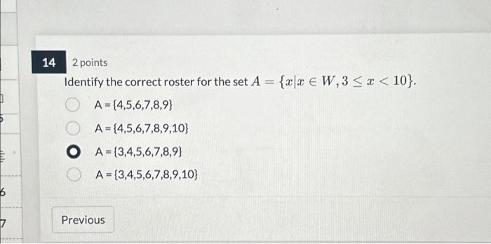 Solved 142 points Identify the correct roster for the set | Chegg.com