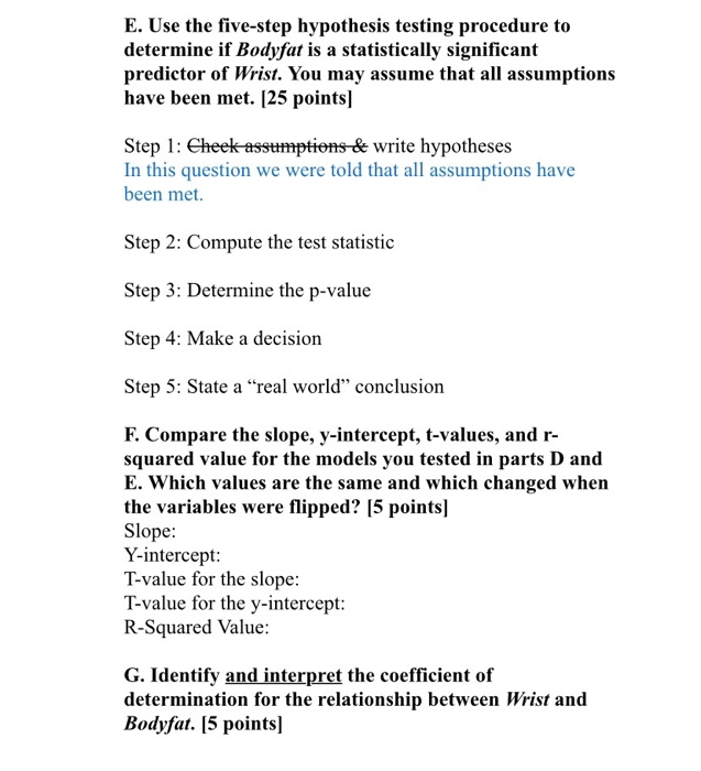 Solved D. Use the five-step hypothesis testing procedure to | Chegg.com