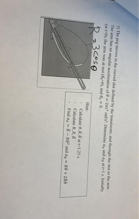 Solved 3) The peg moves in the curved slot defined by the | Chegg.com
