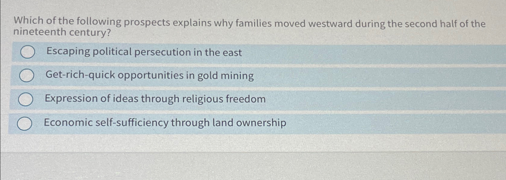 Solved Which of the following prospects explains why | Chegg.com