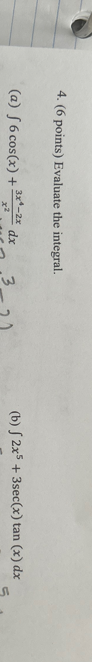 Solved (6 ﻿points) ﻿Evaluate the | Chegg.com