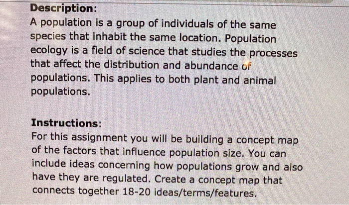 Solved Description: A population is a group of individuals | Chegg.com