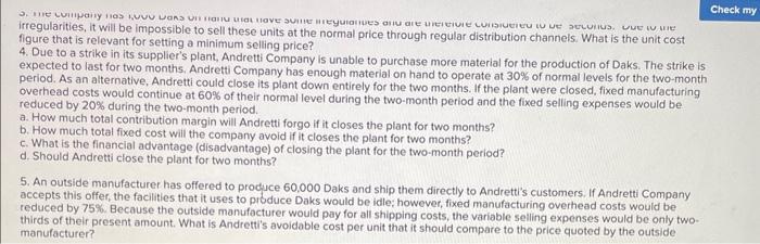 Solved Problem 13-18 (Static) Relevant Cost Analysis in a | Chegg.com