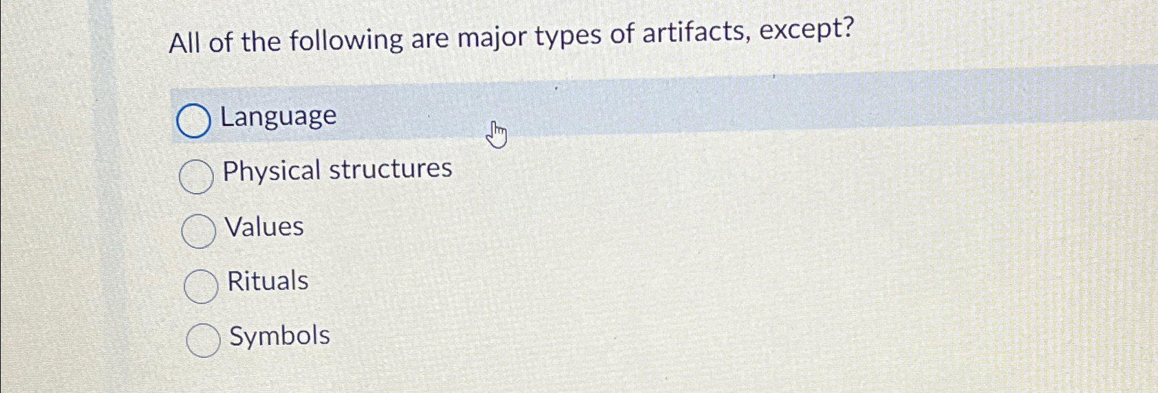 Solved All of the following are major types of artifacts, | Chegg.com