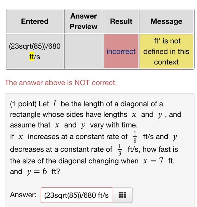 Solved Entered Answer Preview Result Message | Chegg.com