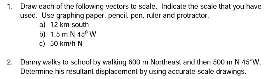 Solved 1. Draw each of the following vectors to scale. | Chegg.com