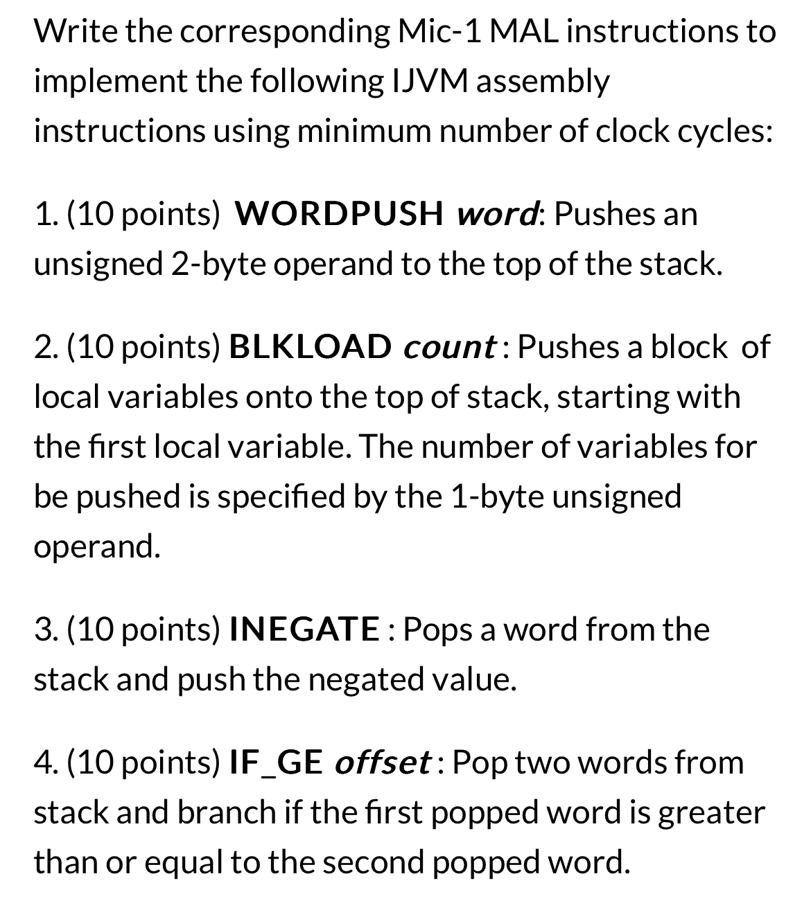 Solved Write the corresponding Mic-1 ﻿MAL instructions to | Chegg.com