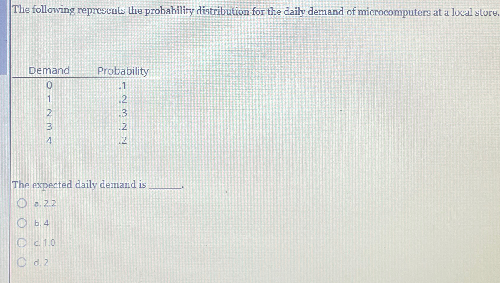 Solved The following represents the probability distribution | Chegg.com