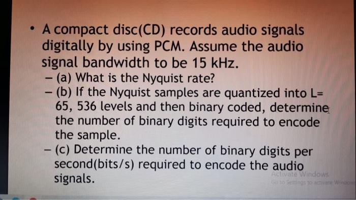 - A compact disc(CD) records audio signals digitally | Chegg.com