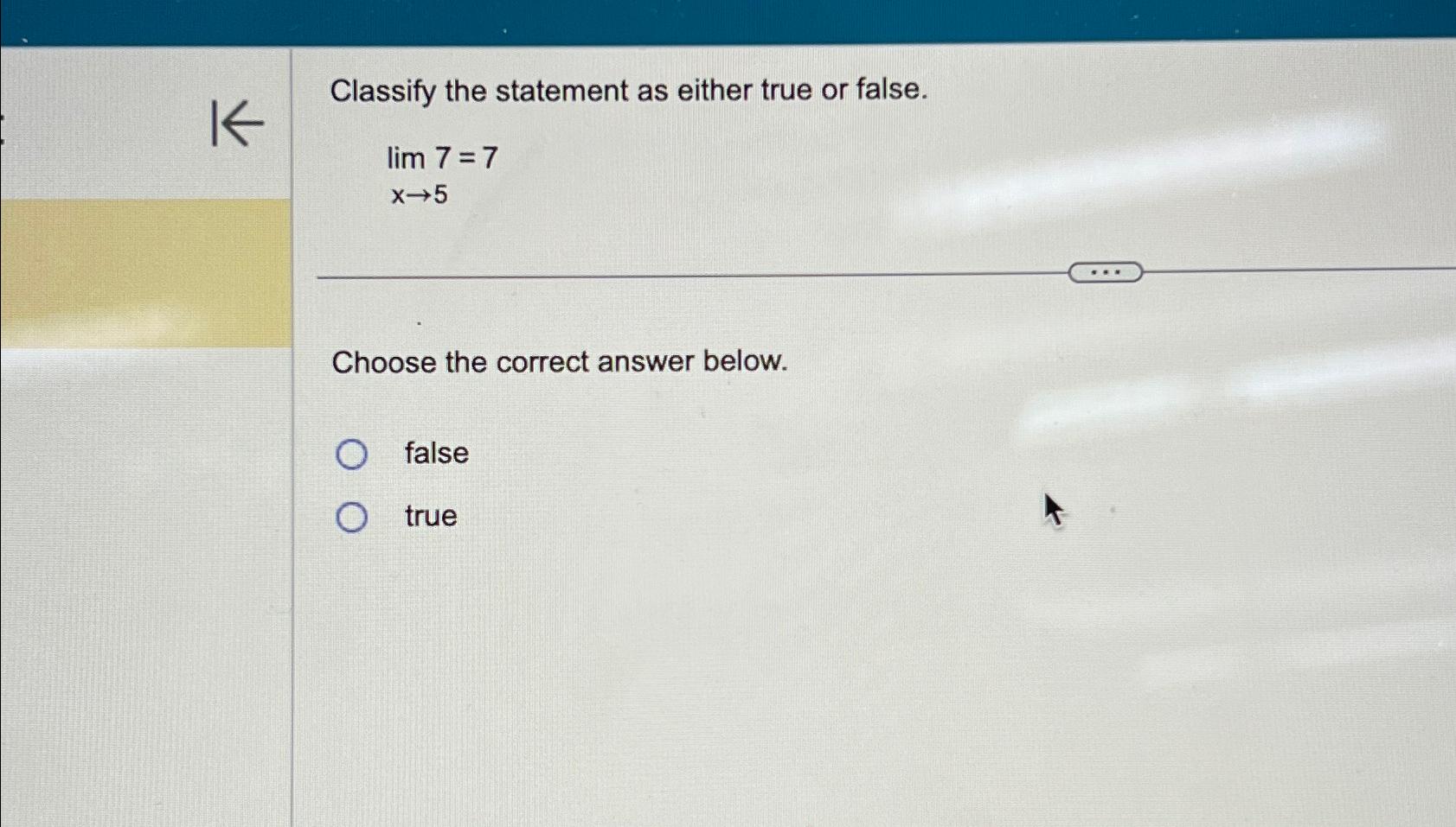 Solved Classify the statement as either true or | Chegg.com