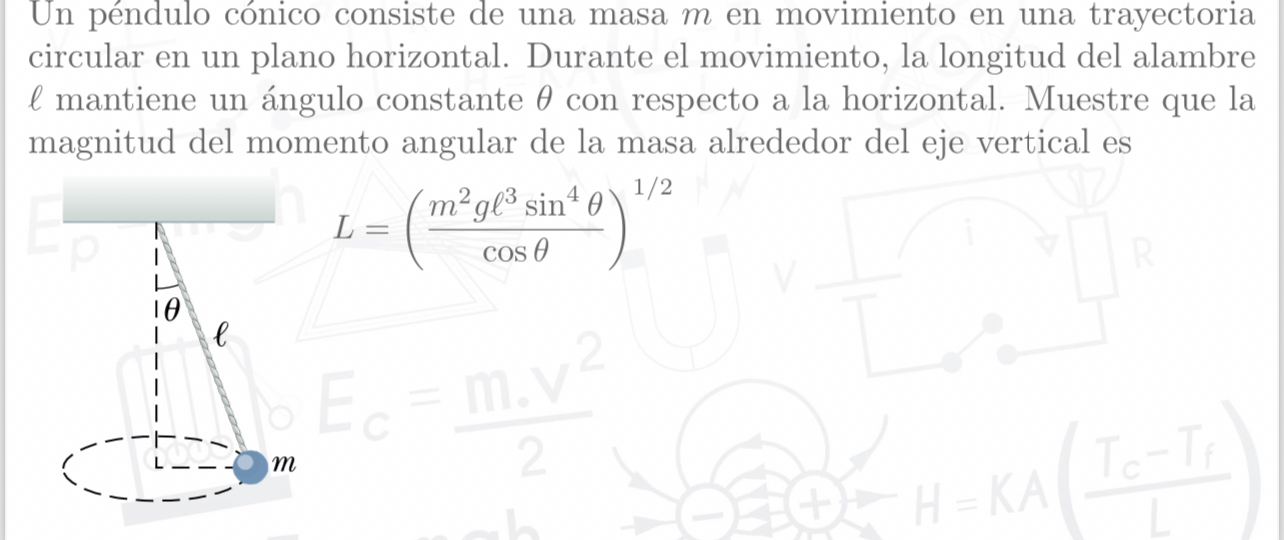 Solved Un péndulo cónico consiste de una masa m ﻿en | Chegg.com