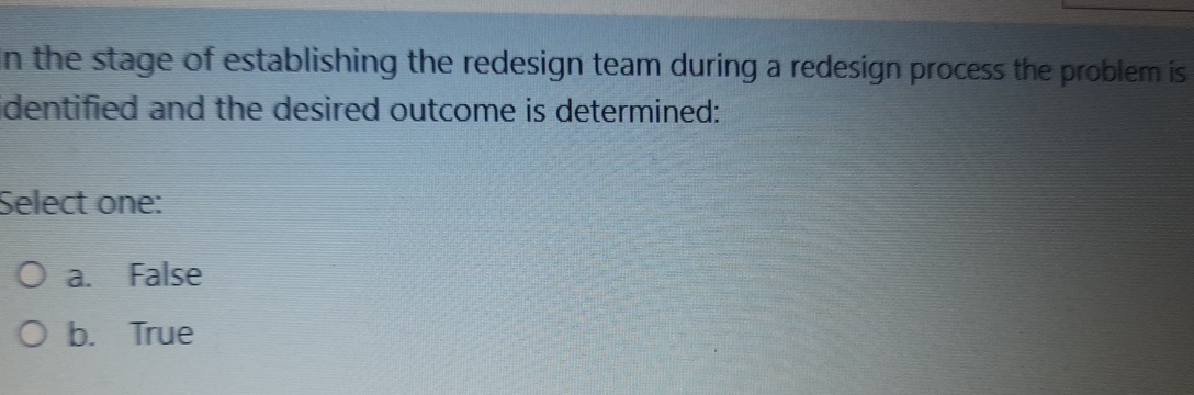 Solved n the stage of establishing the redesign team during | Chegg.com