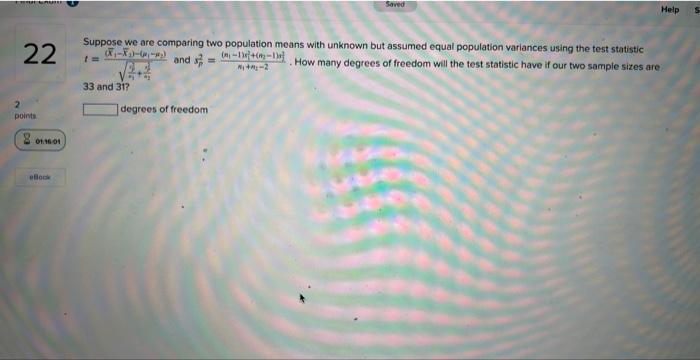 Solved Suppose we are comparing two population means with | Chegg.com