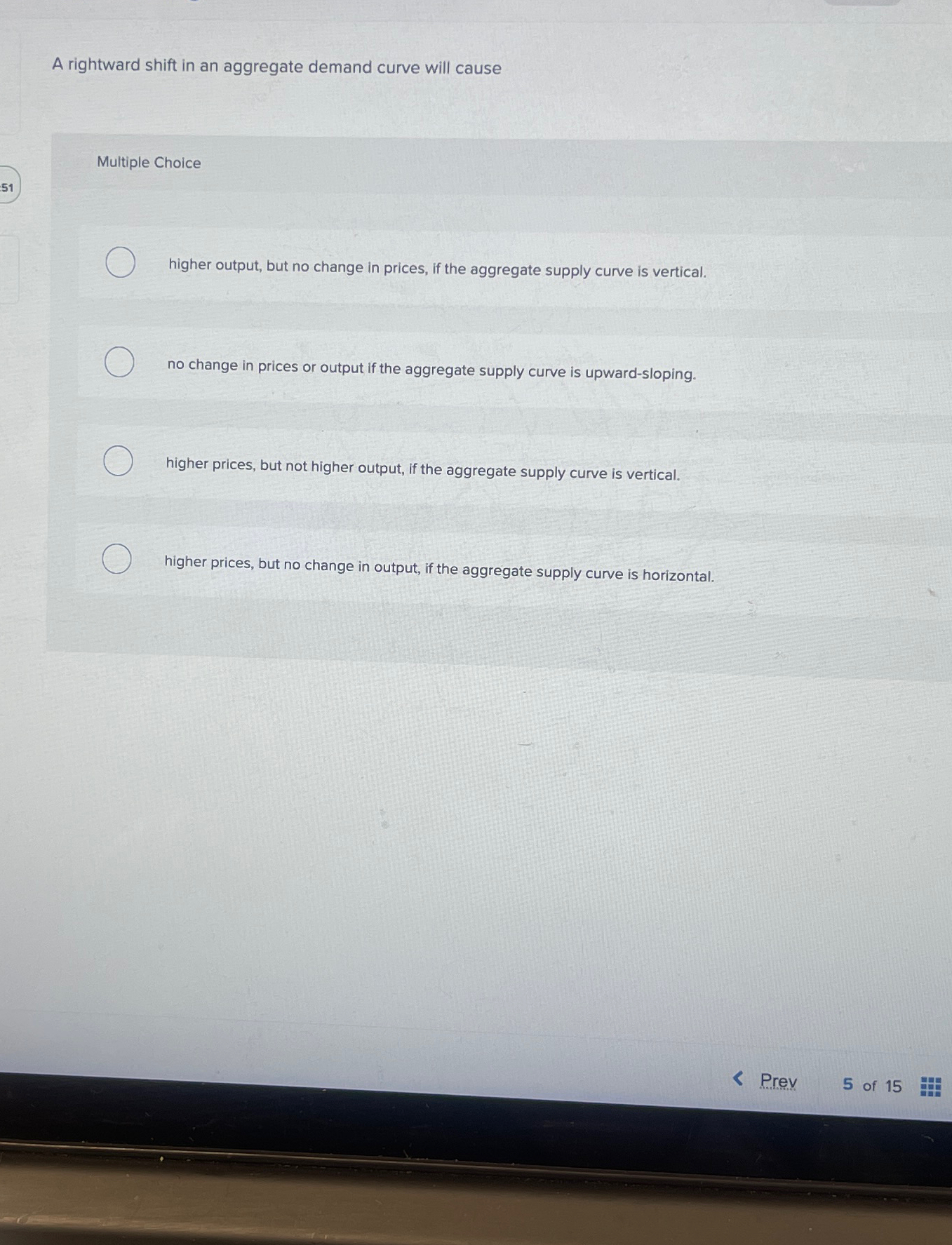 Solved A rightward shift in an aggregate demand curve will | Chegg.com
