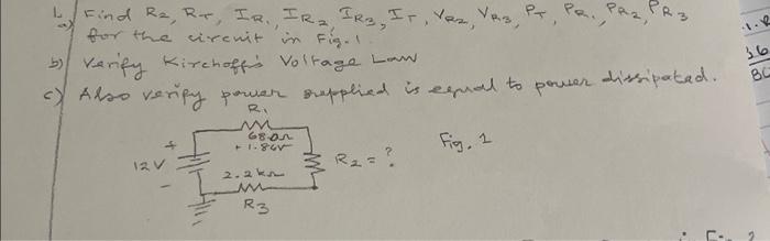 Solved Find Rz, RT, IR., IR 2, IR3, It, Vez, for the circuit | Chegg.com