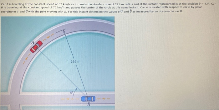 Solved Car A is traveling at the constant speed of 57 km/h | Chegg.com