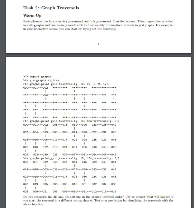 Task 2: Graph Traversals Warm-Up Re-implement the | Chegg.com