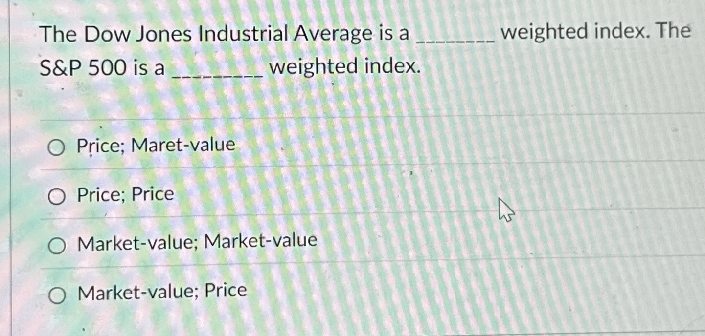 Solved The Dow Jones Industrial Average is a q, ﻿weighted | Chegg.com