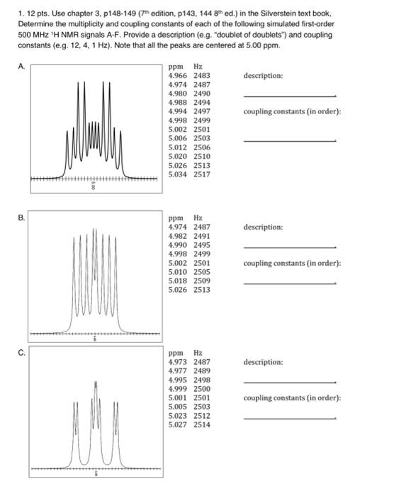 Solved 1. 12 pts. Use chapter 3, p148-149 (7"th edition, | Chegg.com