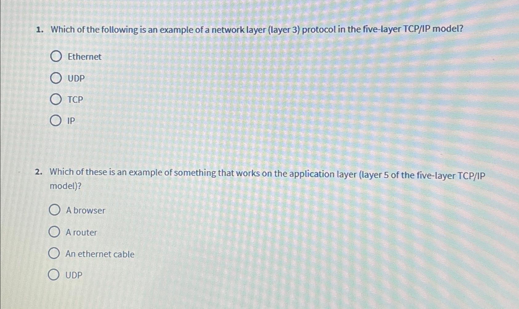 Solved Which of the following is an example of a network | Chegg.com