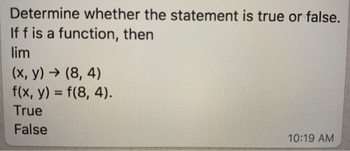 Solved Determine whether the statement is true or false. If | Chegg.com