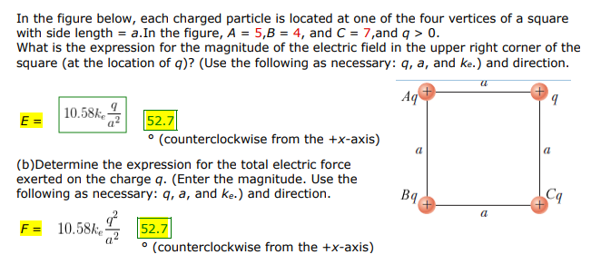 Solved In the figure below, each charged particle is located | Chegg.com