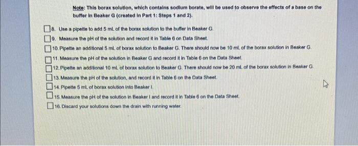 EXPERIMENT 1: PREPARING A BUFFER Data Sheet Table 2: | Chegg.com