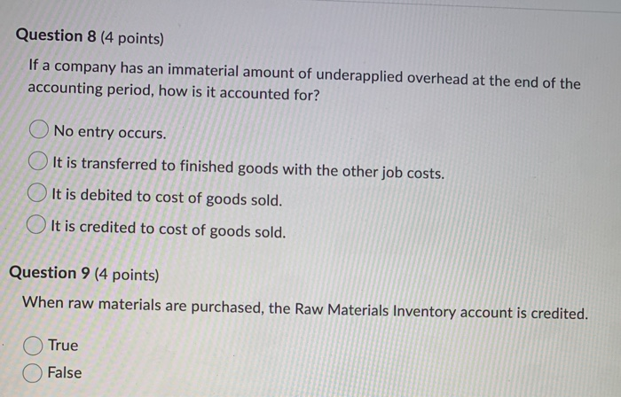 Solved Question 8 (4 points) If a company has an immaterial | Chegg.com