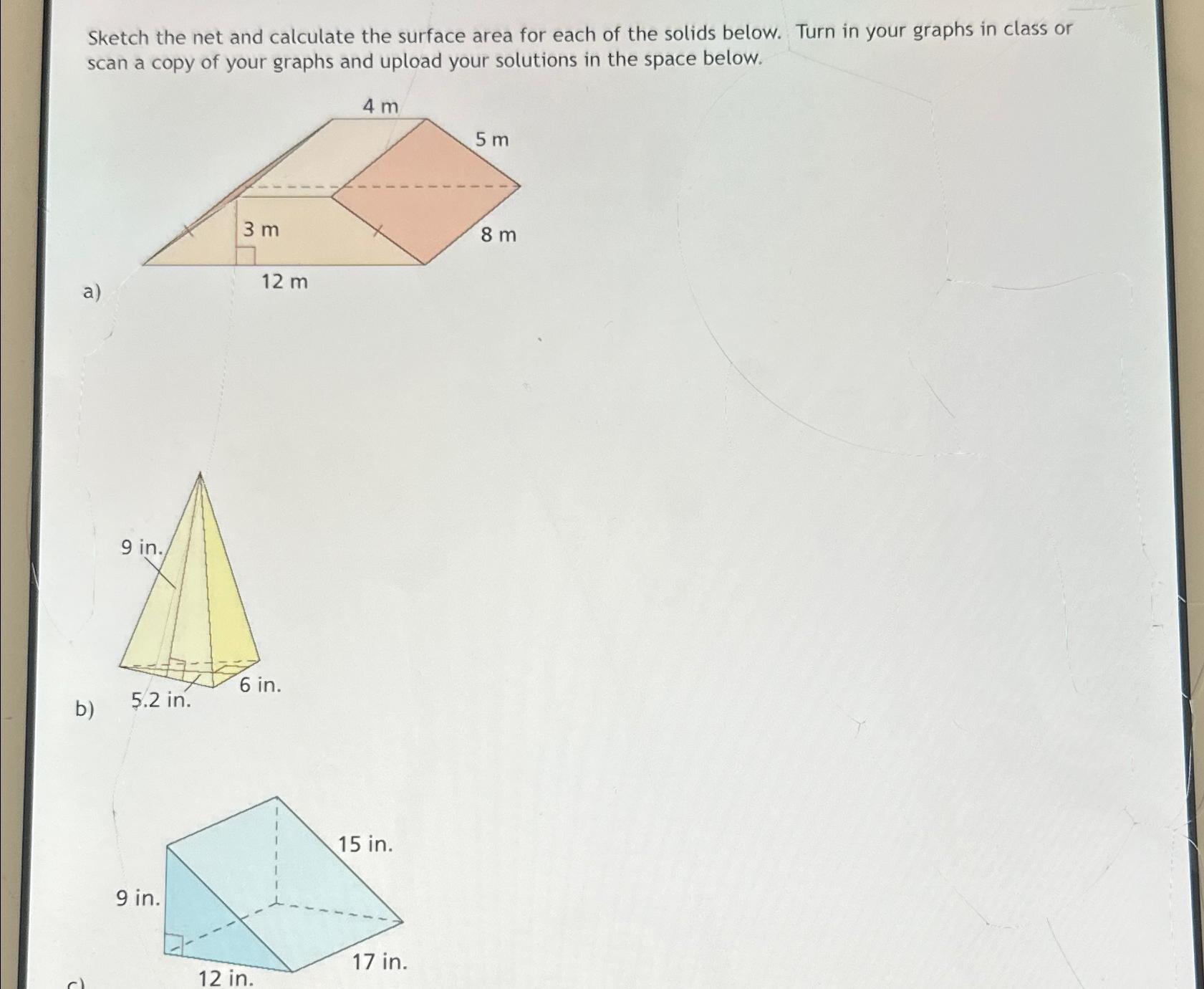 Solved Sketch the net and calculate the surface area for | Chegg.com