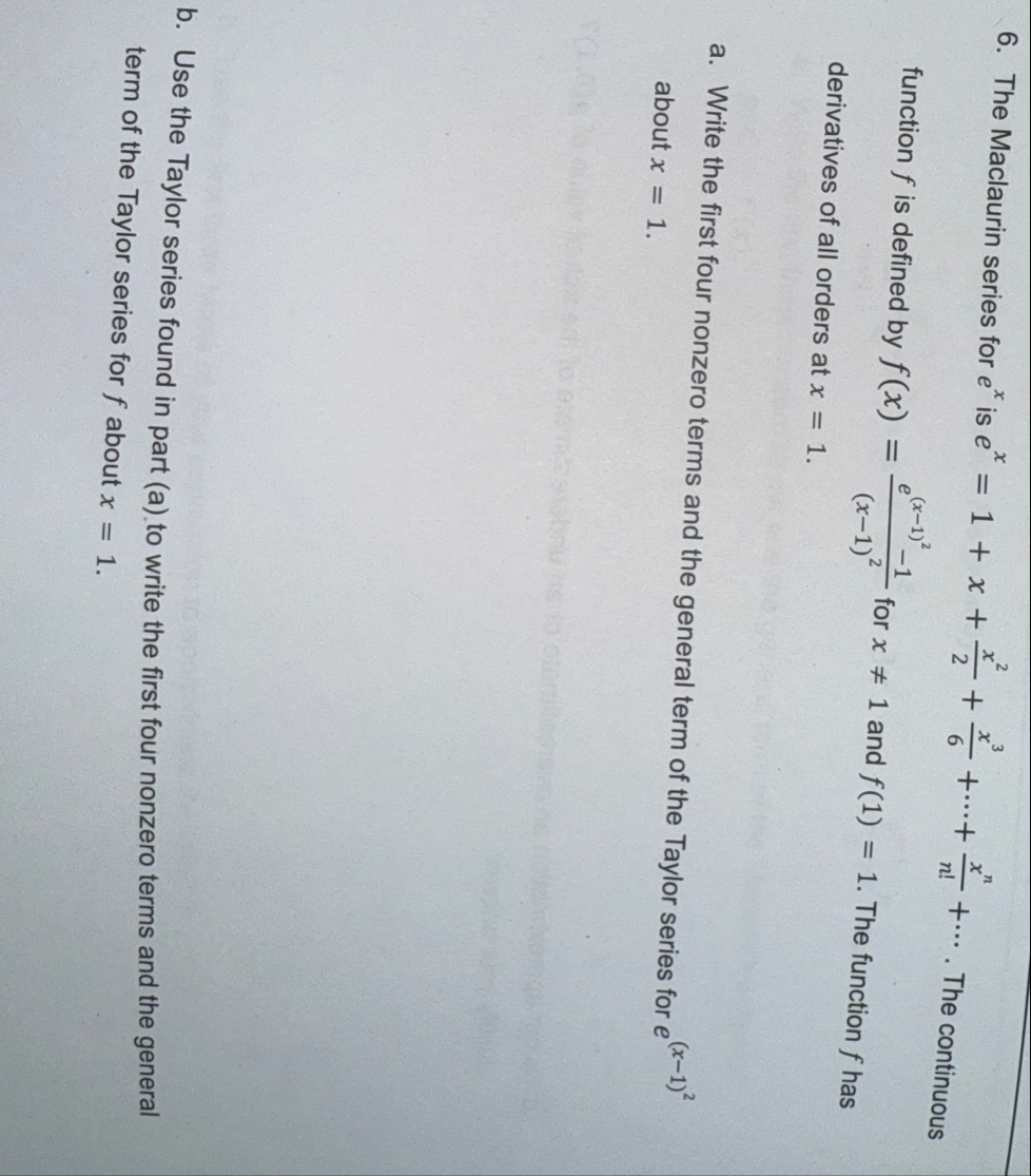 Solved The Maclaurin series for ex ﻿is ex=1 x x22 x36 ﻿cdots | Chegg.com