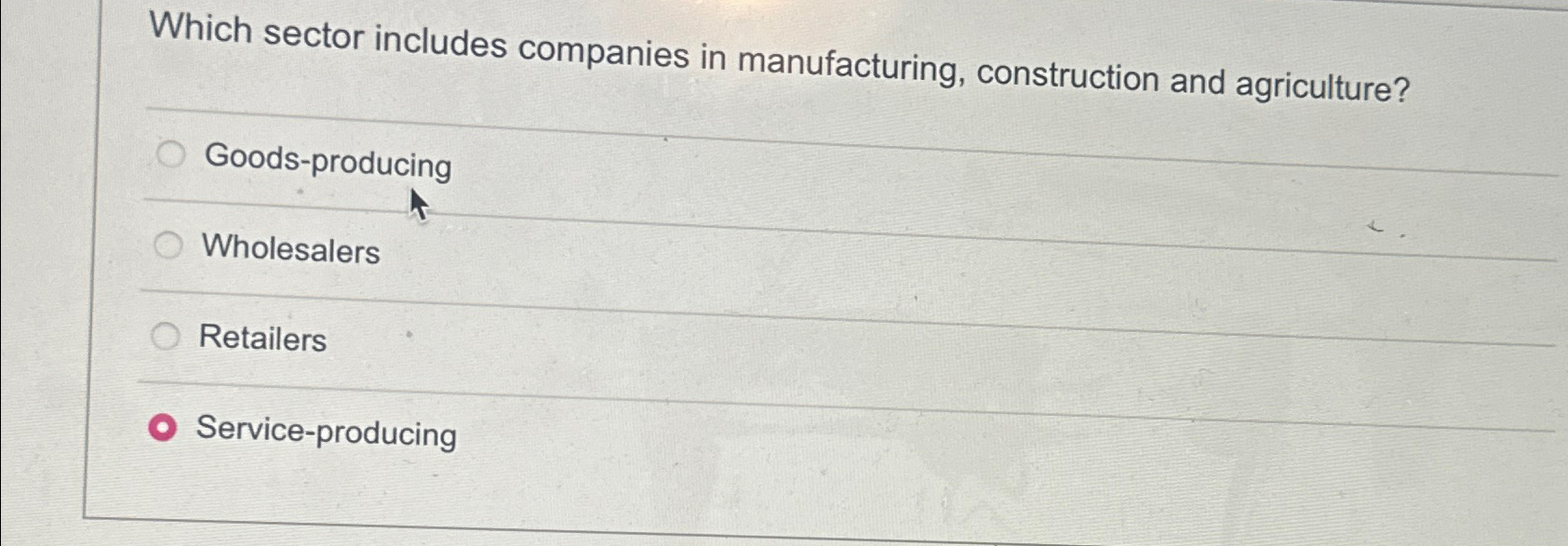 Solved Which sector includes companies in manufacturing, | Chegg.com