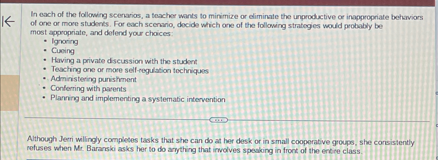 Solved In each of the following scenarios, a teacher wants | Chegg.com