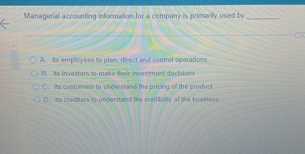 Solved Managerial accounting information for a company is | Chegg.com