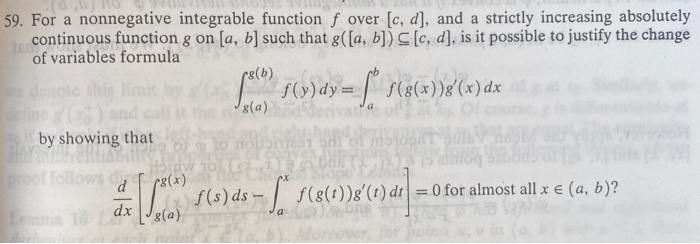 Solved 59. For a nonnegative integrable function f over [c, | Chegg.com