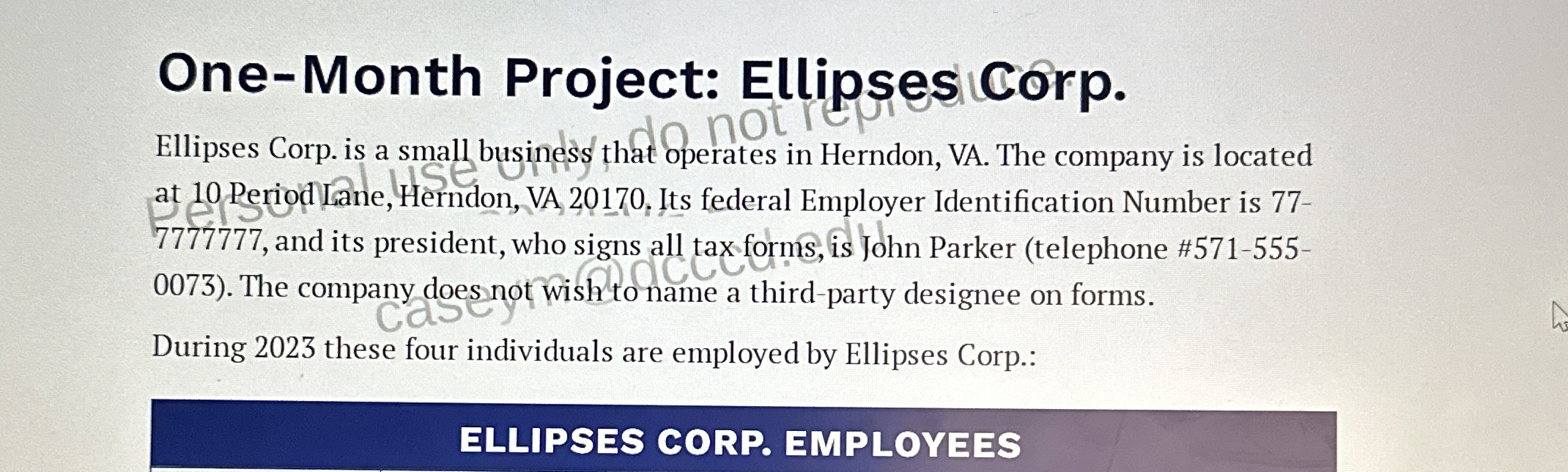 Solved One-Month Project: Ellipsescorp.Ellipses Corp. is a | Chegg.com