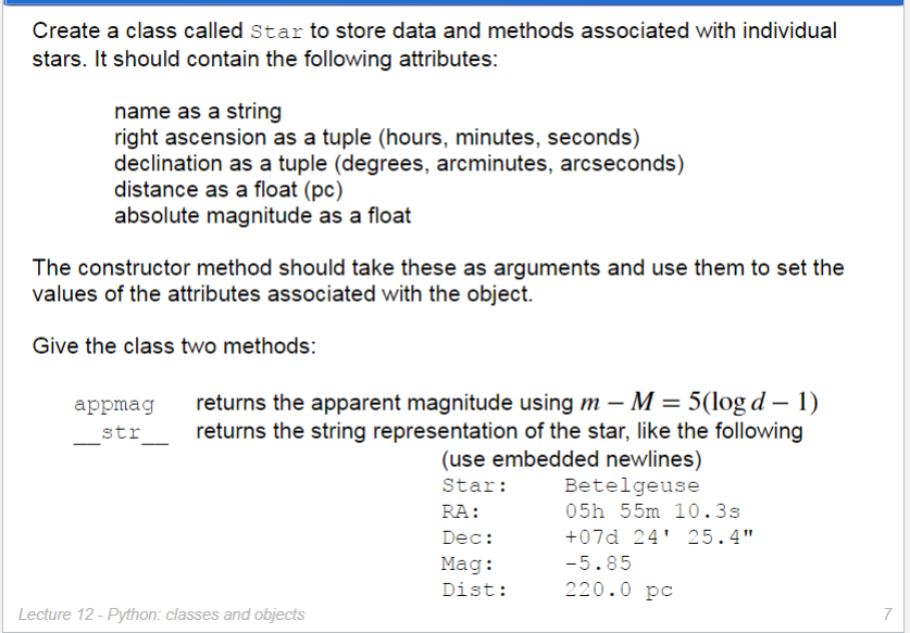 Solved Create a class called Star to store data and methods | Chegg.com