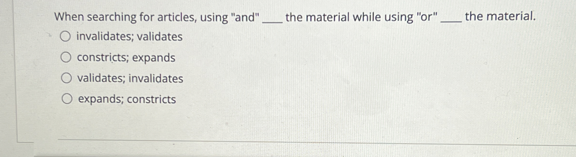 Solved When searching for articles, using "and" q, ﻿the | Chegg.com