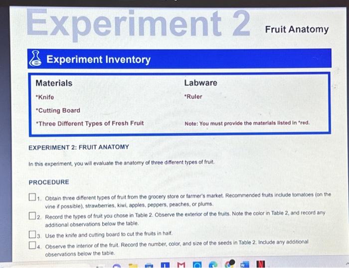 Solved Fruit Anatomy EXPERIMENT 2: FRUIT ANATOMY In this | Chegg.com