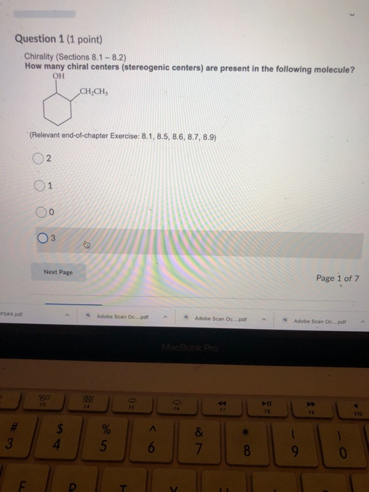 Solved Question 1 (1 point) Chirality (Sections 8.1 - 8.2) | Chegg.com