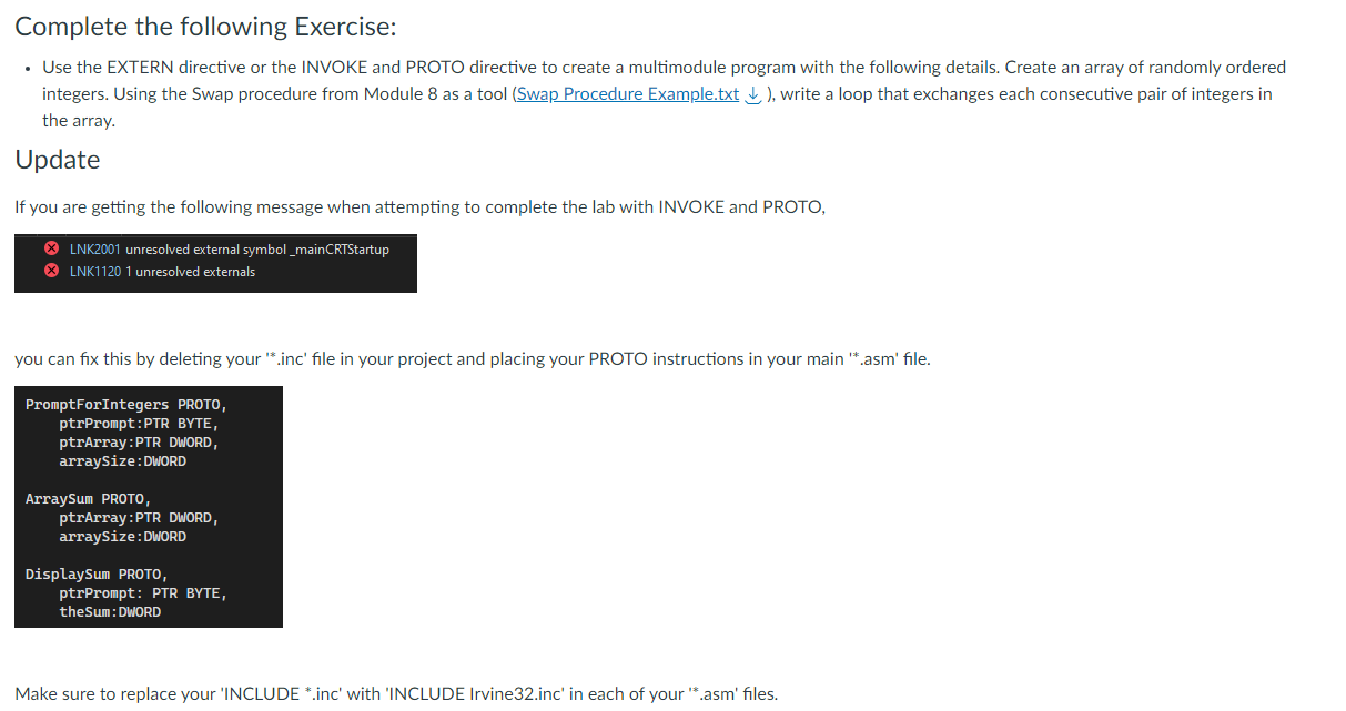 Solved Please complete the following exercise in Assembly | Chegg.com