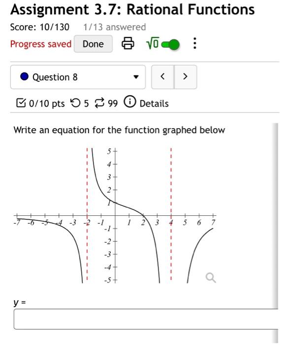 Solved Assignment 3 7 Rational Functions Score 10 130 1 13