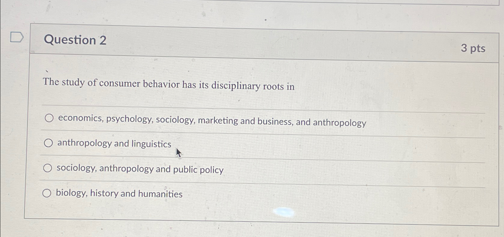 Solved Question 23 ﻿ptsThe study of consumer behavior has | Chegg.com
