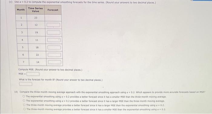 Solved Consider the following time series data. (a) | Chegg.com