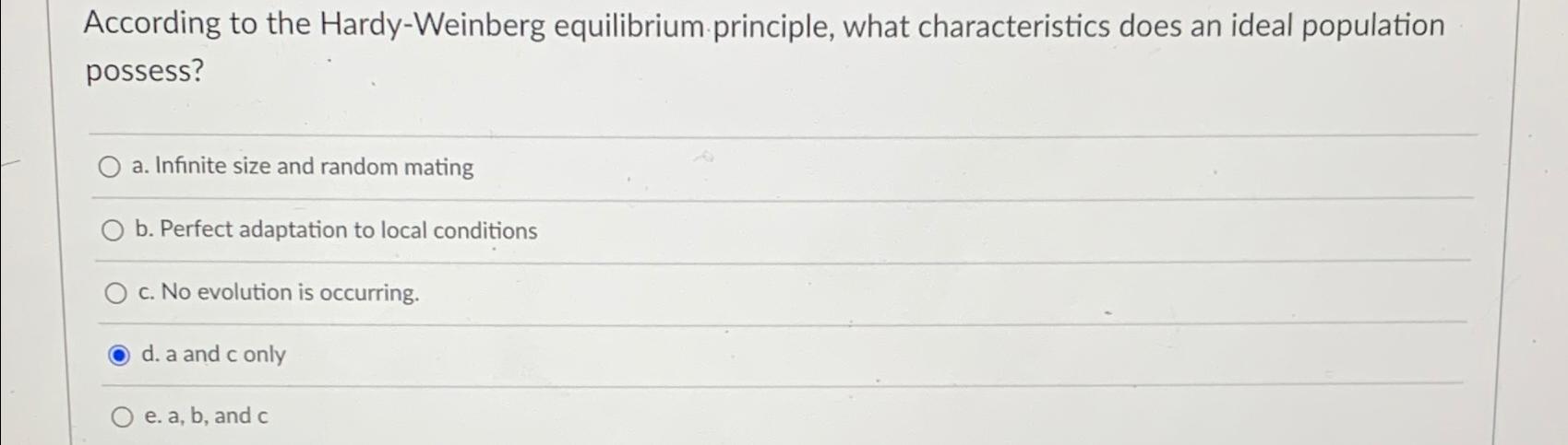 Solved According to the Hardy-Weinberg equilibrium | Chegg.com