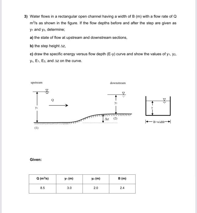 Solved 3) Water flows in a rectangular open channel having a | Chegg.com