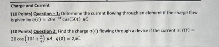 Solved Charge and Current (10 Points) Question-1: Determine | Chegg.com