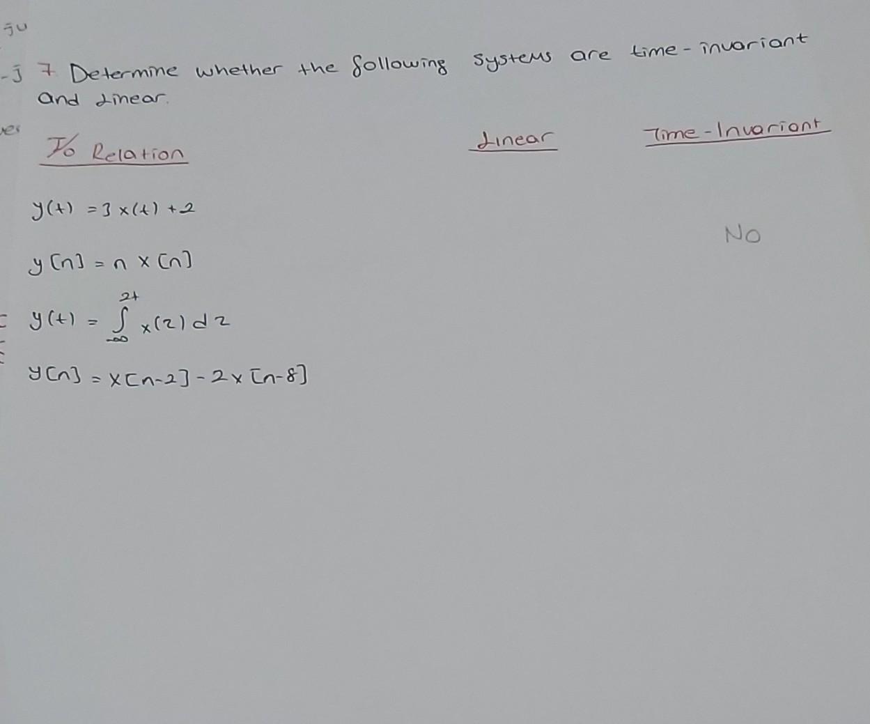 Solved I 7 Determine whether the following systems are | Chegg.com
