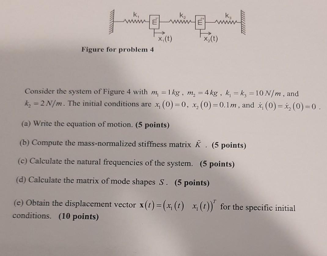 Solved please use modalcanalysis method, k tilde is mass | Chegg.com
