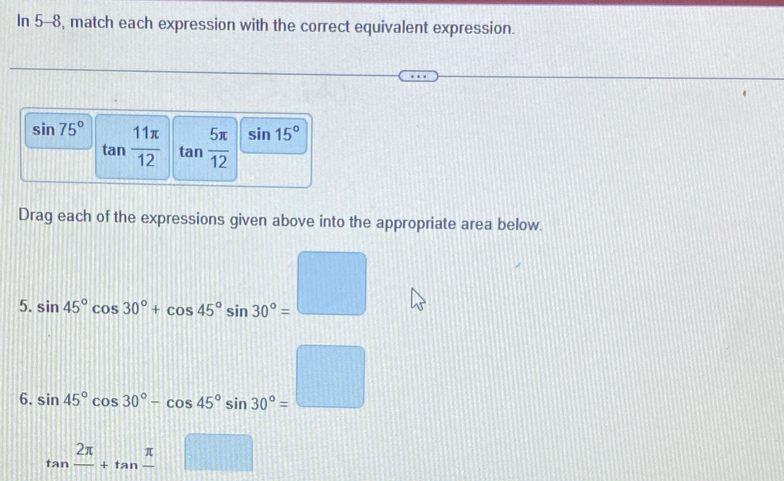 Solved In 5-8, ﻿match each expression with the correct | Chegg.com